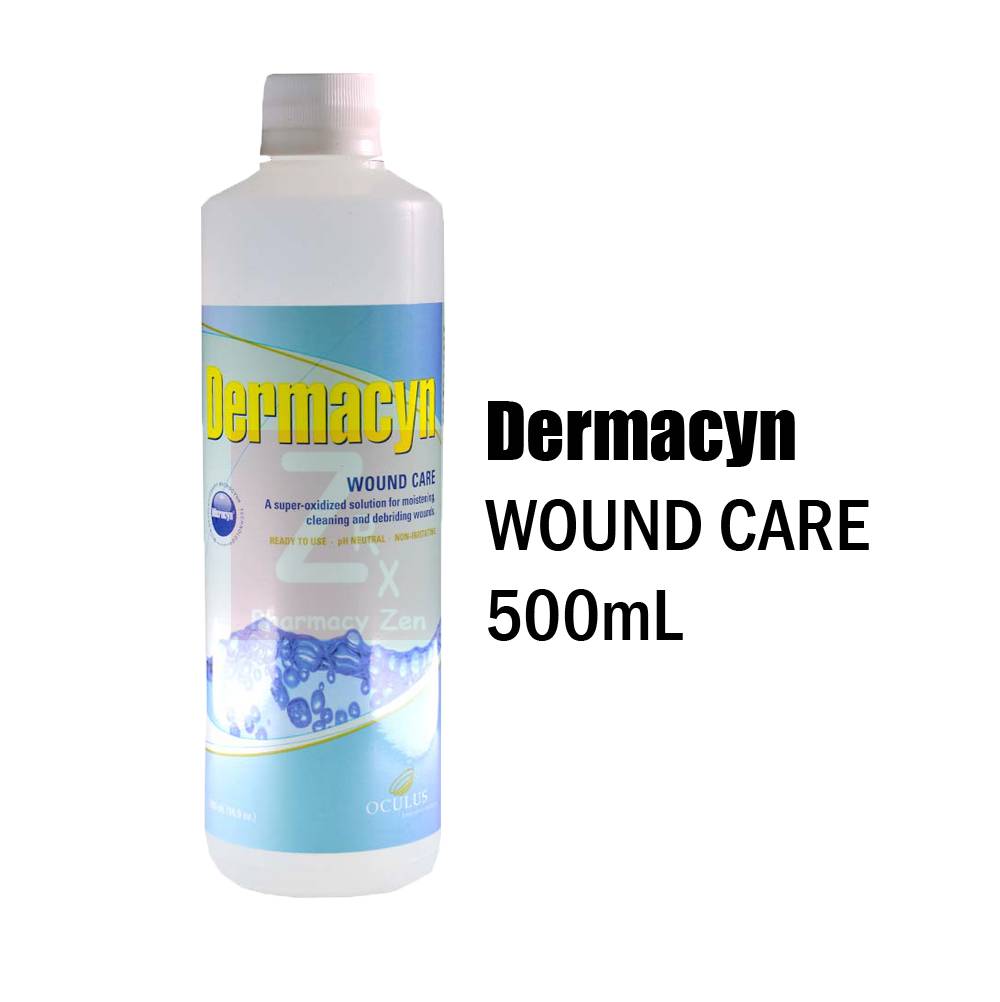 Zen Pharmacy | Dermacyn Wound Care solution 500ml+Gauze Swabs 5cm x 5cm ...