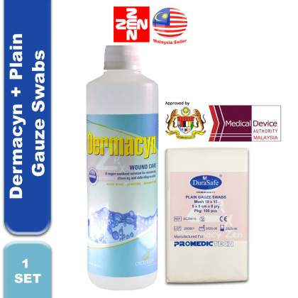 Zen Pharmacy | Dermacyn Wound Care solution 500ml+Gauze Swabs 5cm x 5cm ...