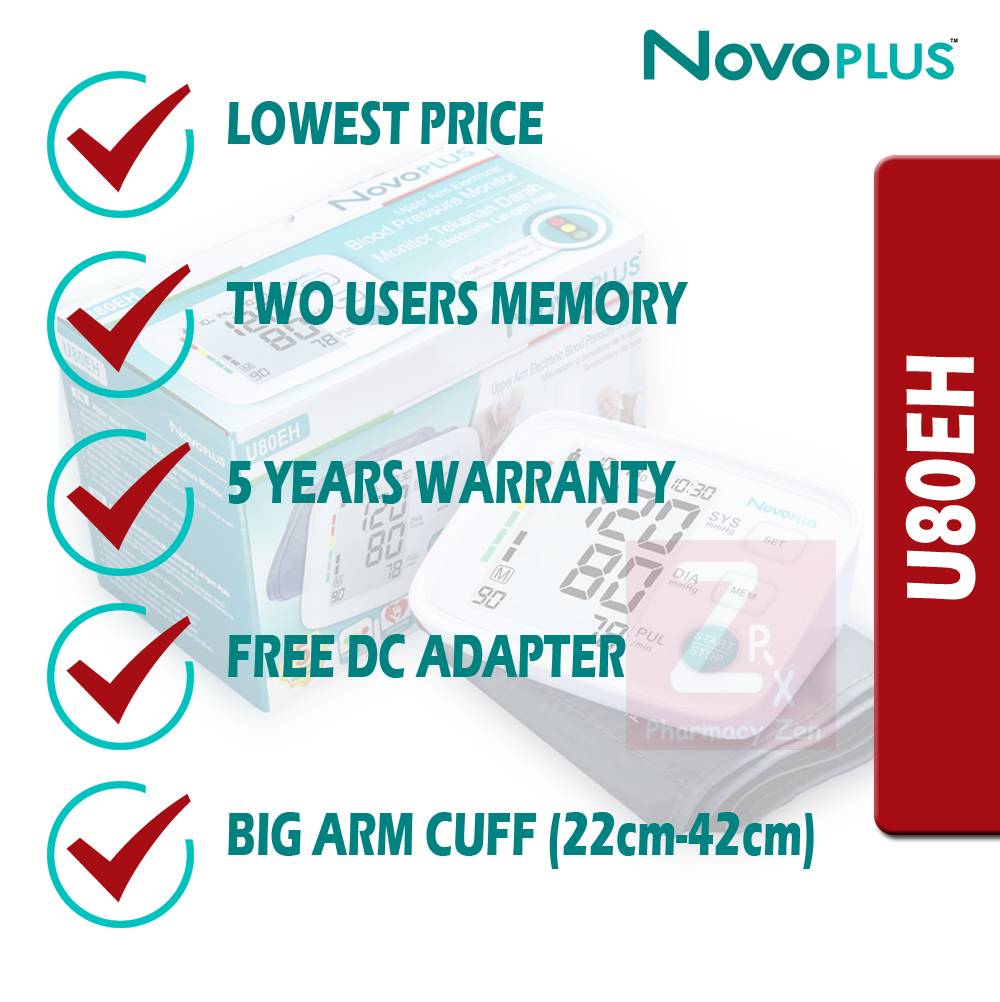 Zen Pharmacy | NovoPlus Upper Arm Electronic Blood Pressure Monitor U80EH