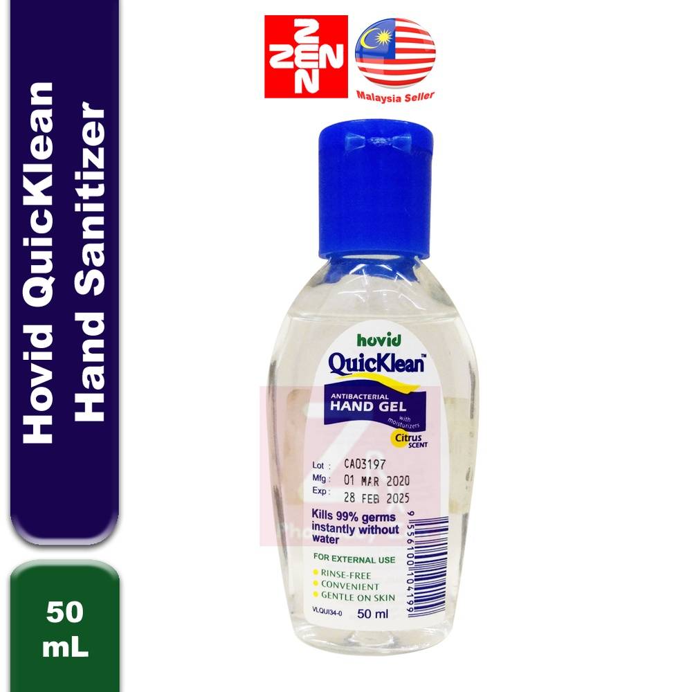 Hovid Quicklean Antibacterial Hand Sanitizer with Moisturizers 50mL