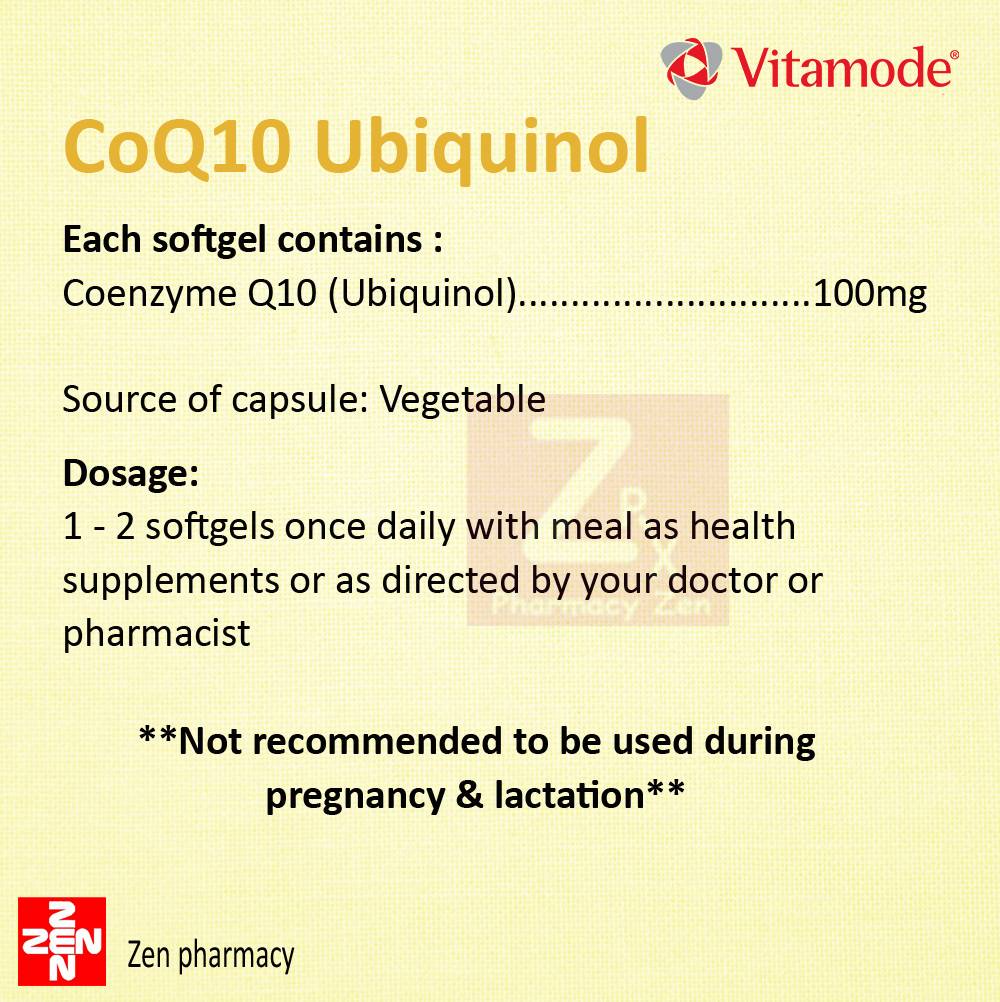 Zen Pharmacy | Vitamode CoQ10 Ubiquinol 100mg Softgel (30s)