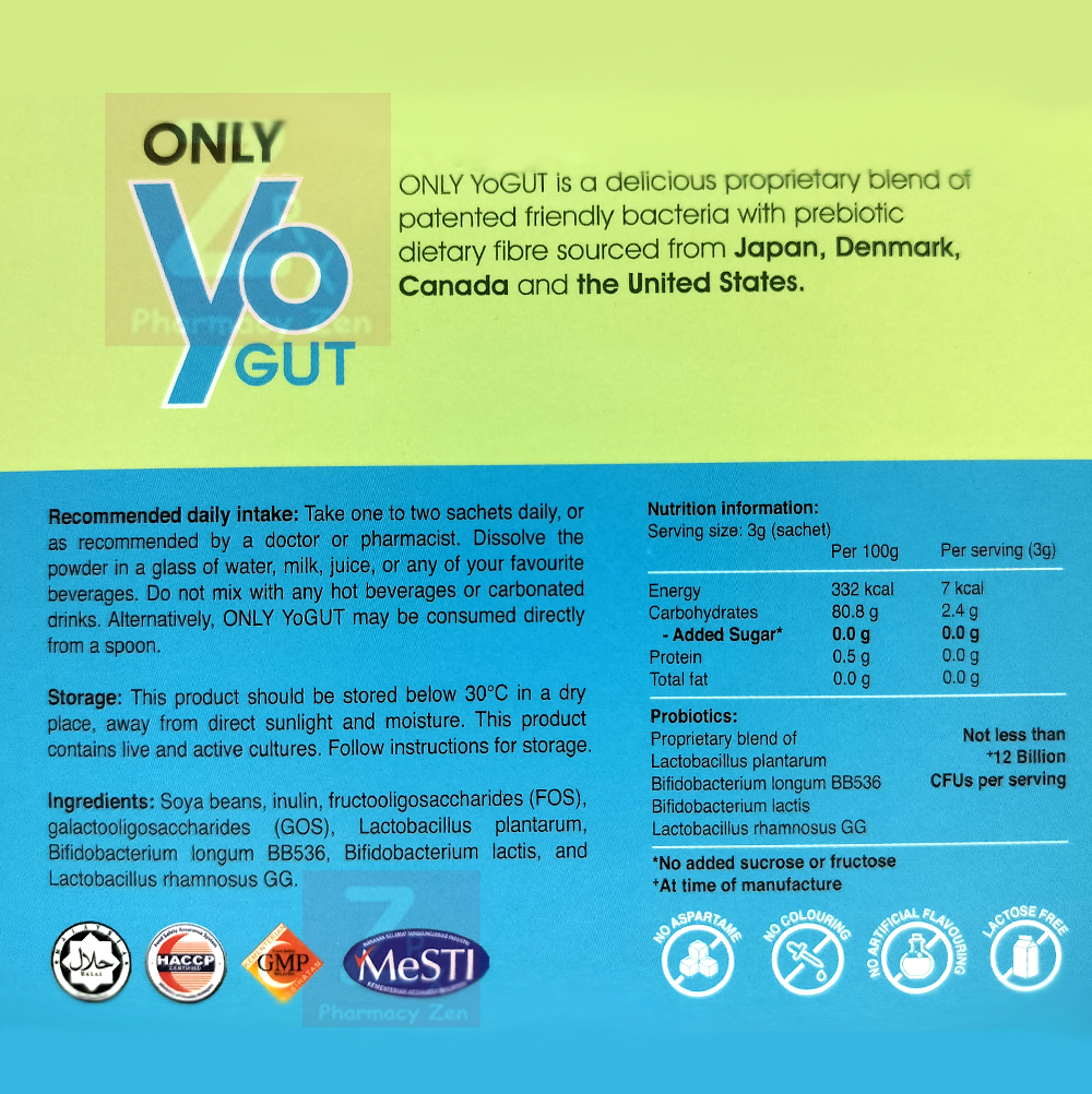 Zen Pharmacy | FaFaLaLa Only YoGUT Prebiotics & Probiotics 3g x 30sac (box)