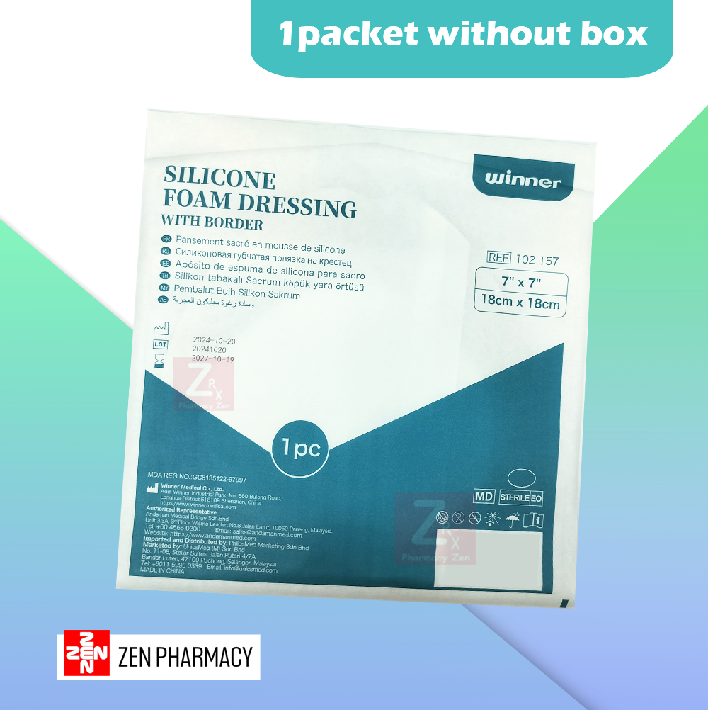 Zen Pharmacy | Winner Silicone Foam Dressing With Border, Sacrum 18cm x ...