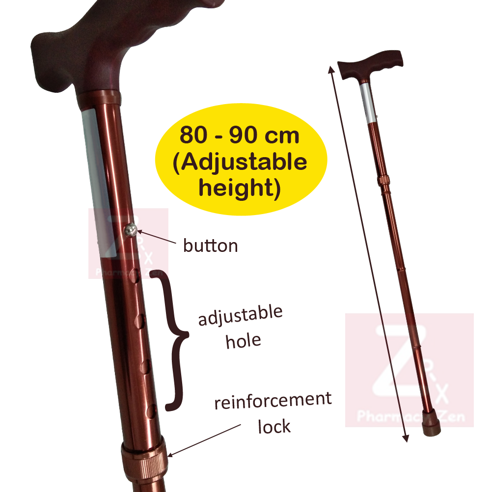 Foldable and Height Adjustable Walking Stick (Bronze color)