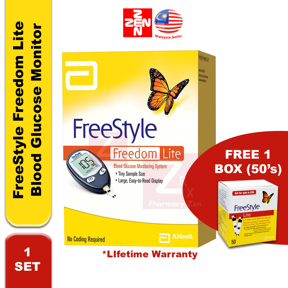 Zen Pharmacy | Freestyle freedom Lite Glucometer With Test Strips 50's