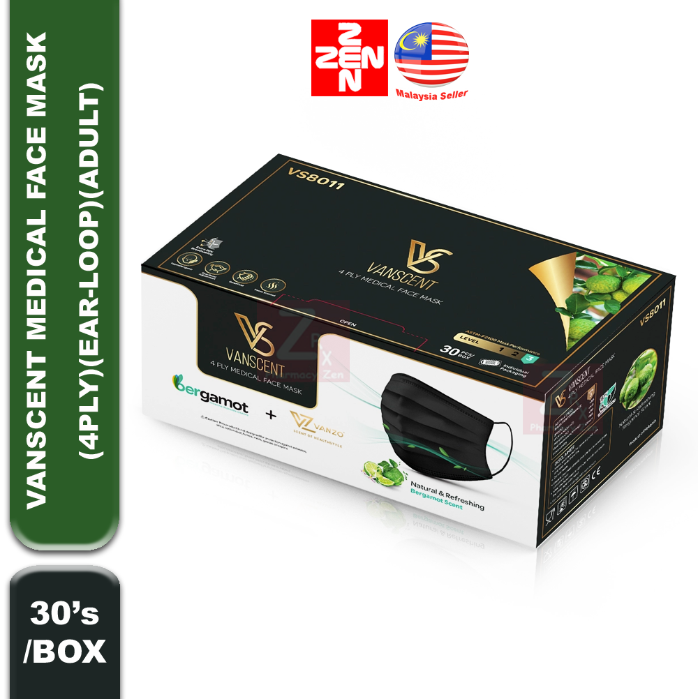 Zen Pharmacy | Vanscent Medical Face Mask 30 piece/box (4 Ply)(Ear-Loop ...